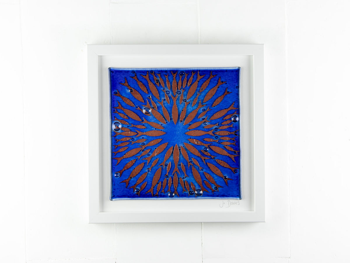 Artisan Circle Of Fish Large Art Frame - Royal Blue – Jo Downs Handmade Glass