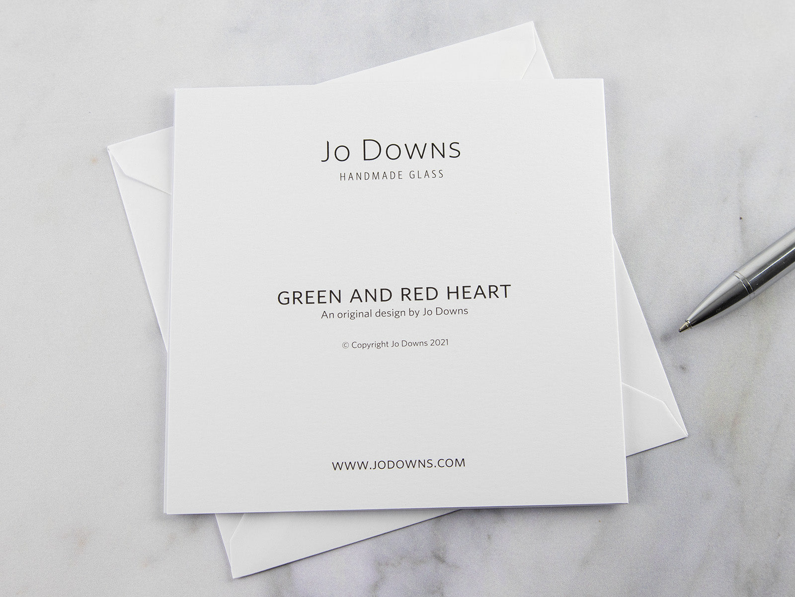 Greeting Card - Green & Red Heart – Jo Downs Handmade Glass